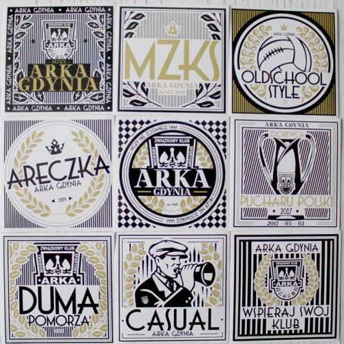 Wlepki Arka Gdynia oldschool (9 sztuk) | Inne Kibice | Antykwariat ...